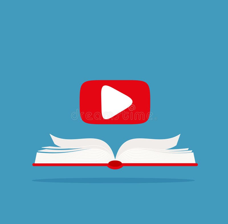 Red Audio Book Icon Isolated . Play Button and Book. Audio Guide Sign ...