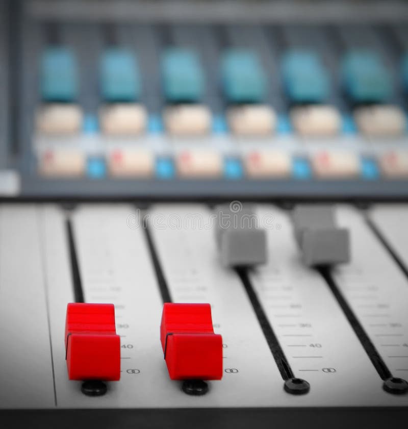 Red audio sound mixer stock image. Image of frequency - 25049527