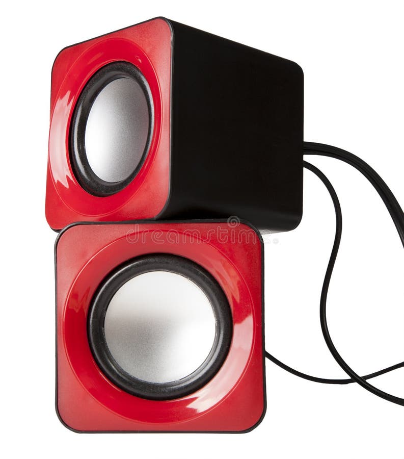 Red Audio Speaker Isolated on White Stock Image - Image of radio, power ...