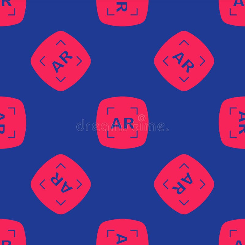 Red Augmented Reality AR Icon Isolated Seamless Pattern on Blue ...