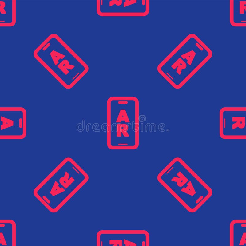 Red Augmented Reality AR Icon Isolated Seamless Pattern on Blue ...