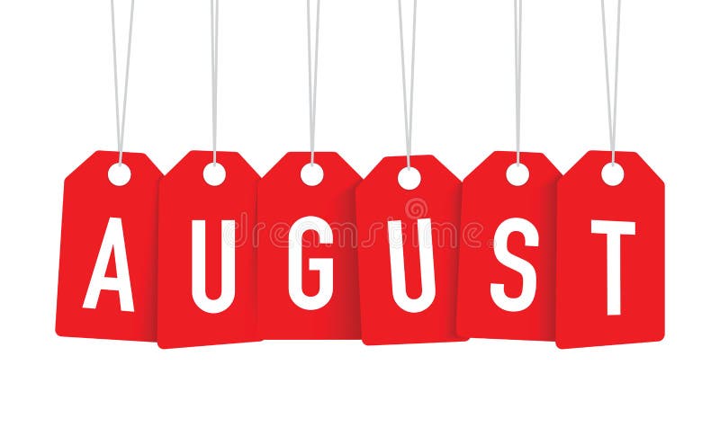 Red August tag stock vector. Illustration of shop, price - 113816877