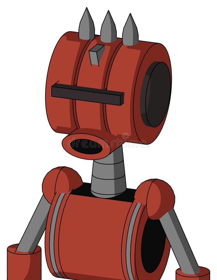 Red Automaton with Multi-Toroid Head and Round Mouth and Black Visor ...