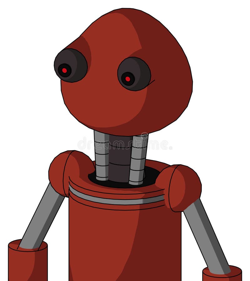 Red Automaton with Rounded Head and Red Eyed Stock Illustration ...