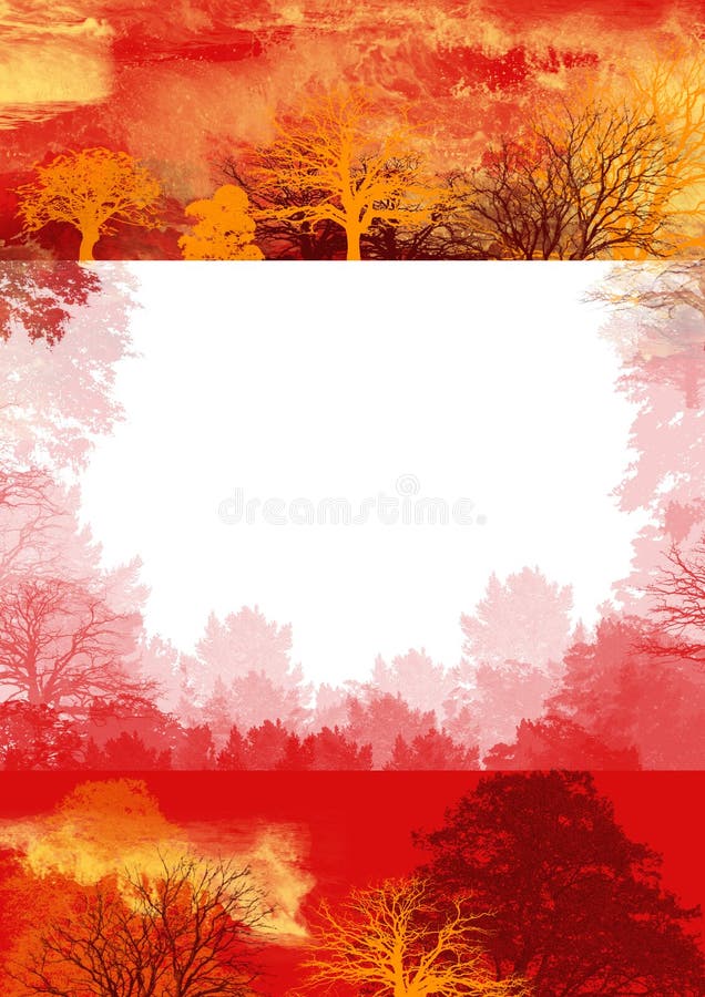 Red Autumn Background, Trees Stock Illustration - Illustration of tree ...
