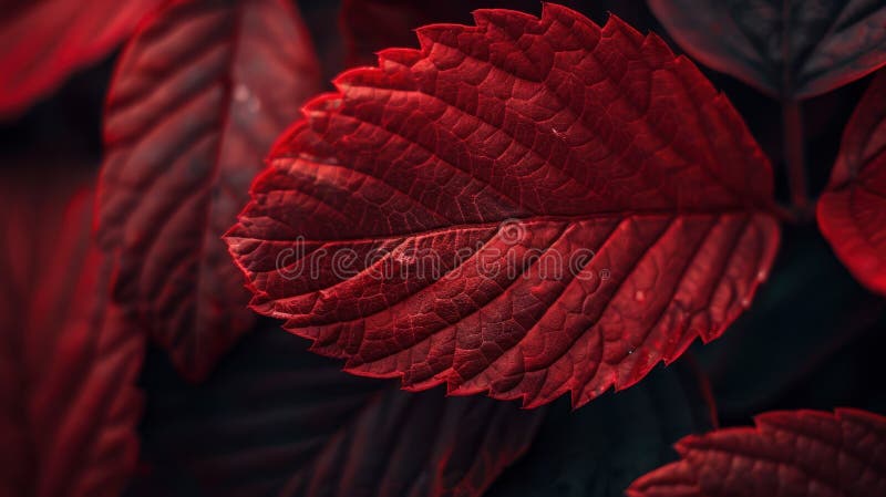 The Red Autumn Leaf.AI Generated Image Stock Image - Image of fall ...