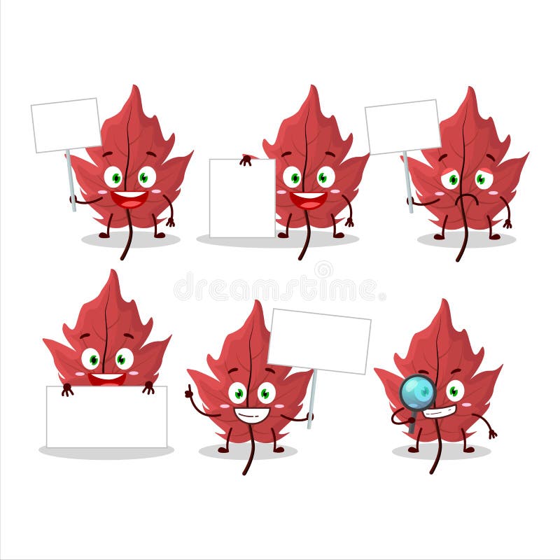 Red Autumn Leaf Cartoon Character Bring Information Board Stock ...