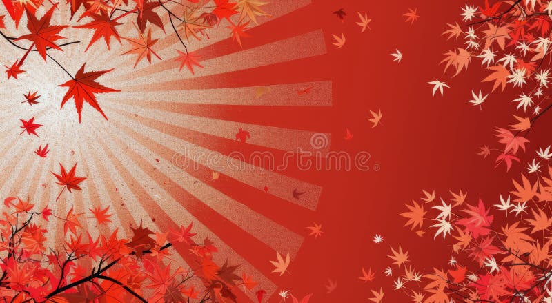 Red Autumn Leaves Falling with Sun Rays Stock Image - Image of vibrant ...