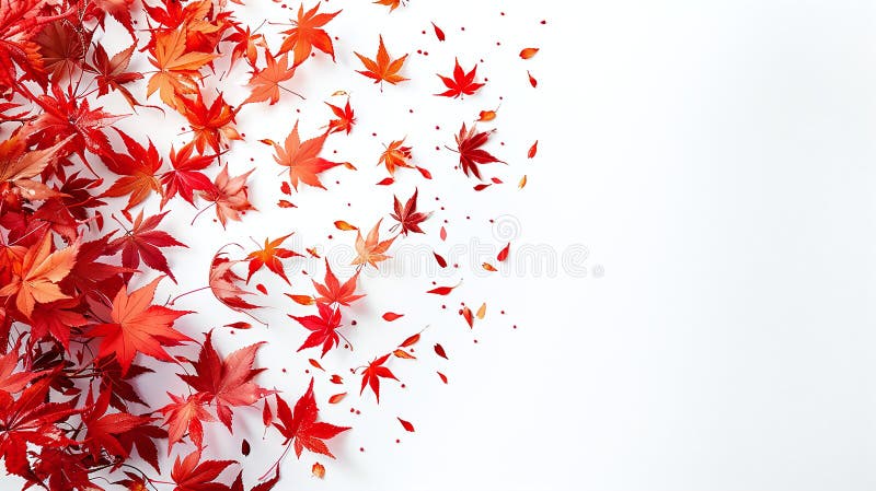 Red Autumn Maple Leaves Falling Gradient on White Background ...