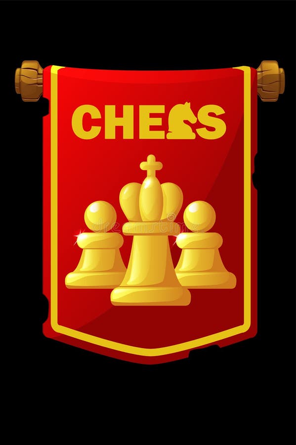Red Award Pennant for Game Design with Chess Pieces. Chess Award Icon ...