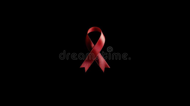 Red Awareness Ribbon on Black Background Isolated Stock Illustration ...