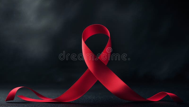 128 Red Awareness Ribbon Dark Background Symbol Support Solidarity ...