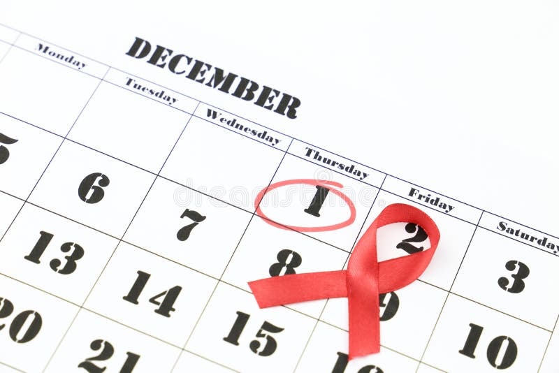 Red Awareness Ribbon on December Calendar Stock Image - Image of ...