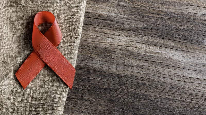 Red Awareness Ribbon Laying on Patterned Surface Generative AI ...