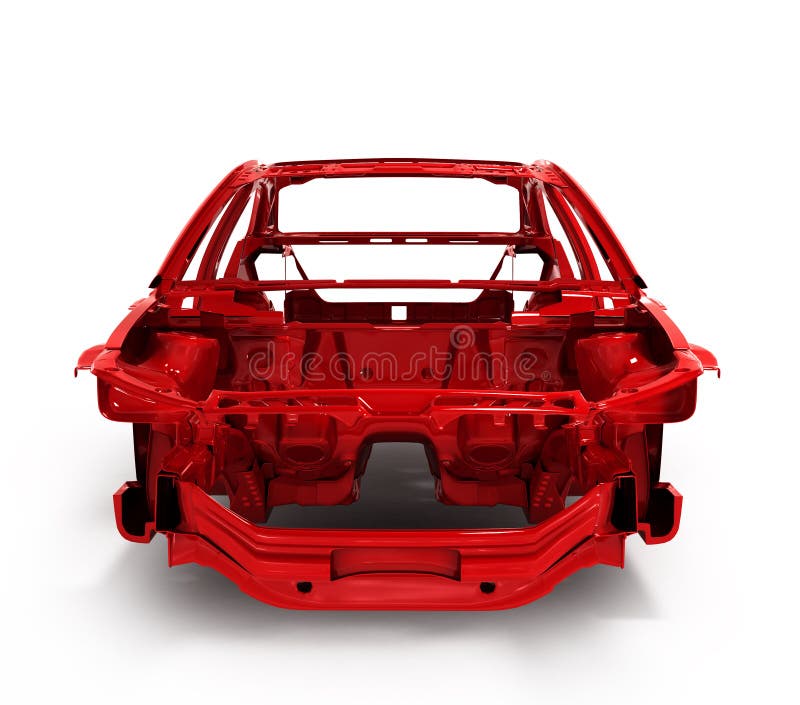 Red Back Body Car with No Wheel 3d Illustration Stock Illustration ...