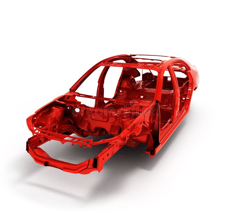 Red Back Body Car with No Wheel 3d Illustration Stock Illustration ...