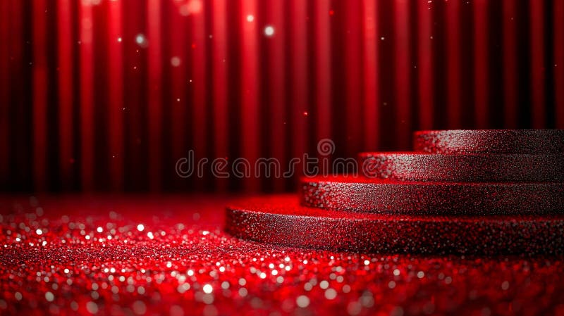 A Red Backdrop with a Red Staircase Stock Image - Image of illuminated ...