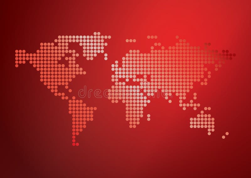 Red Background with Abstract World Map - Vector Circles Stock Vector ...