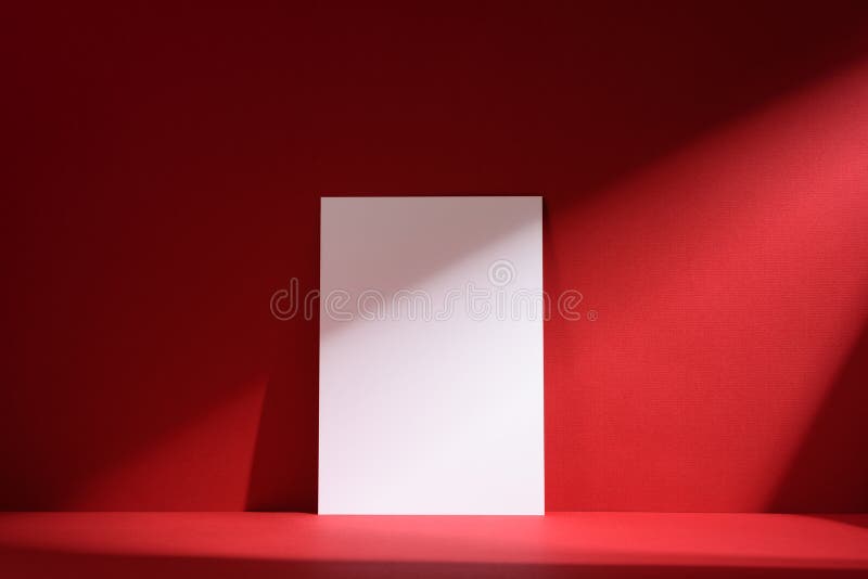 Red Background with a Blank White Poster and Shadows Stock Photo ...