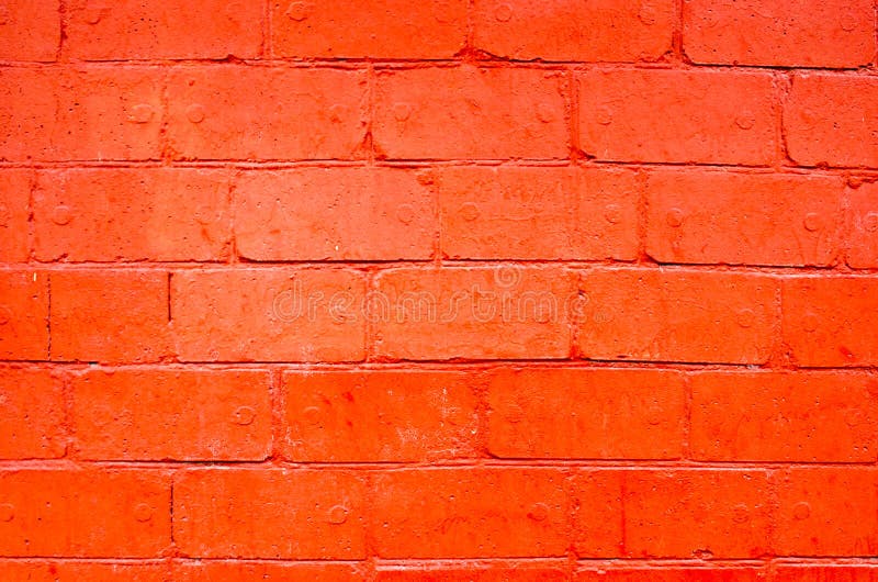 Red Background of Bricks with a Layer of Paint Closeup Stock Photo ...