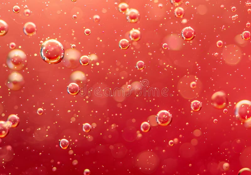 Red Liquid with Floating Bubbles Close-Up Stock Illustration ...