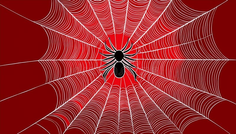 Red Background with Cobweb and Spider Stock Illustration - Illustration ...