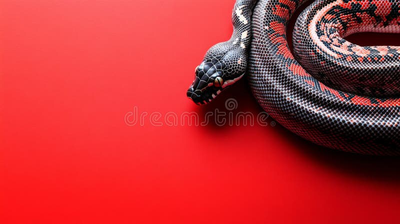 Red Background Coiled Black and Red Snake Stock Illustration ...