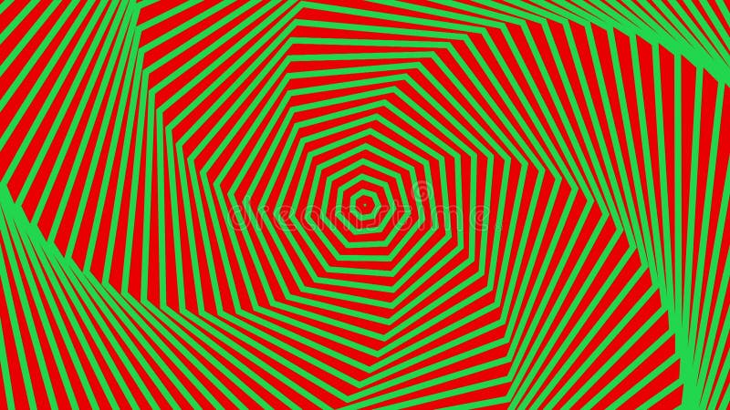 Red Background with Color Changing Green 7 Sided Polygon Lines that ...