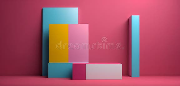 Abstract Background – Colored Rectangles on Red Backdrop with ...