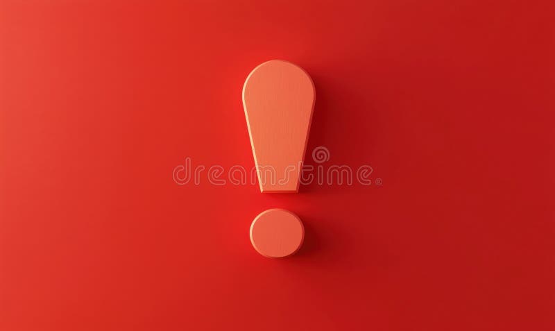 Red Background with 3D Exclamation Mark and Dot Symbolizing Alert or ...