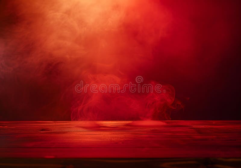 Red Smoke Background with Wooden Tabletop Stock Illustration ...
