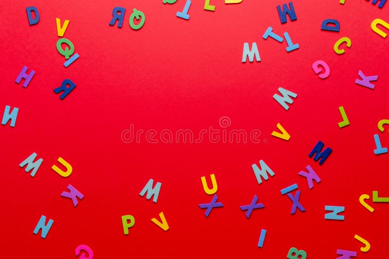 Red Background with Unordered Colored Letters, Conceptual Poster, with ...