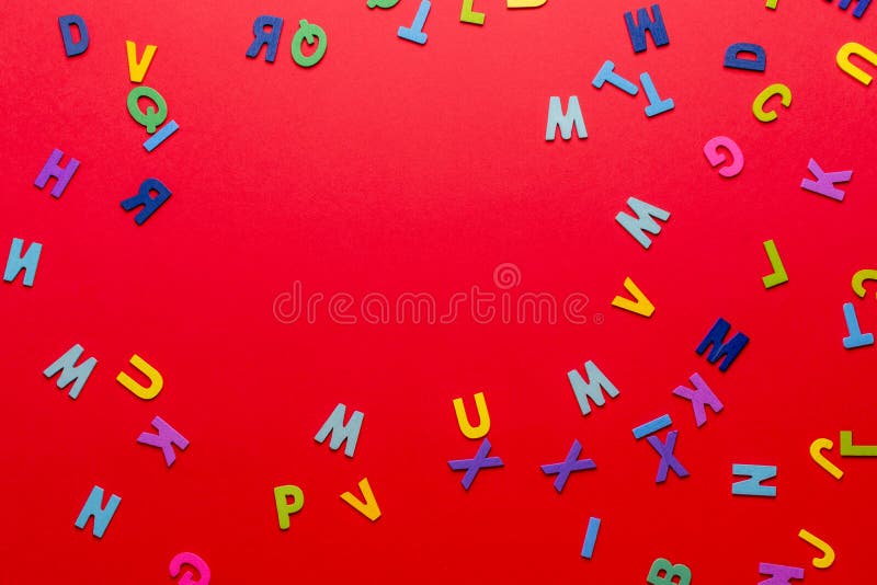 Red Background with Disordered Letters, Concept Poster, with Space To ...