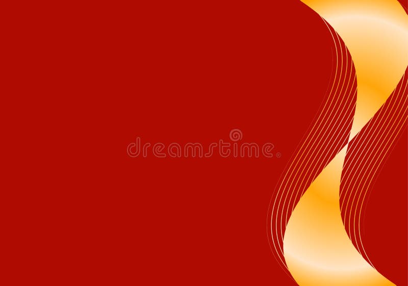 Red Background with Elegant Abstract Gold Wave Design on Right Side ...