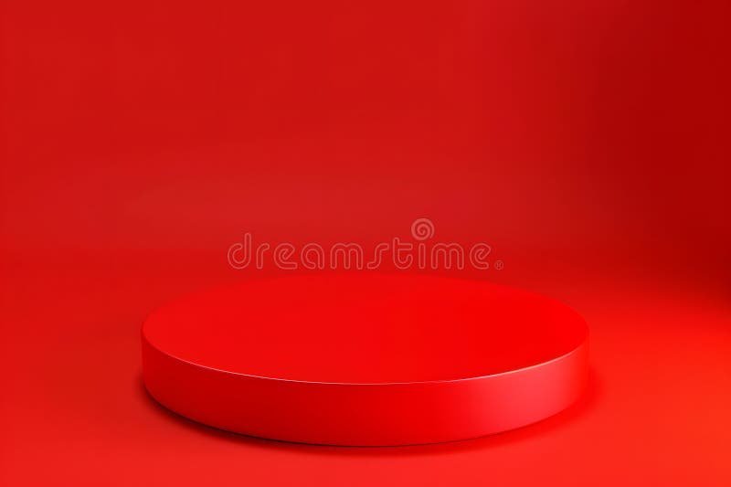 Empty Red Platform for Product Display on Red Background - AI Generated ...