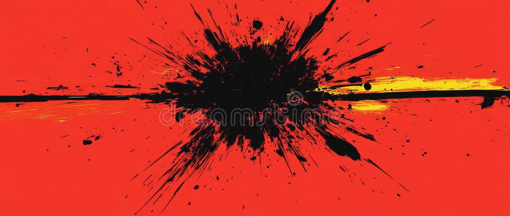 A Red Background and Exploding Stars Appear in this Abstract Line Art ...