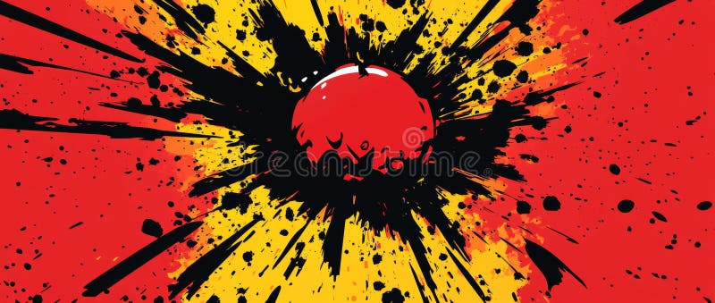Red Background with Explosive Star Design in an Abstract Line Art ...