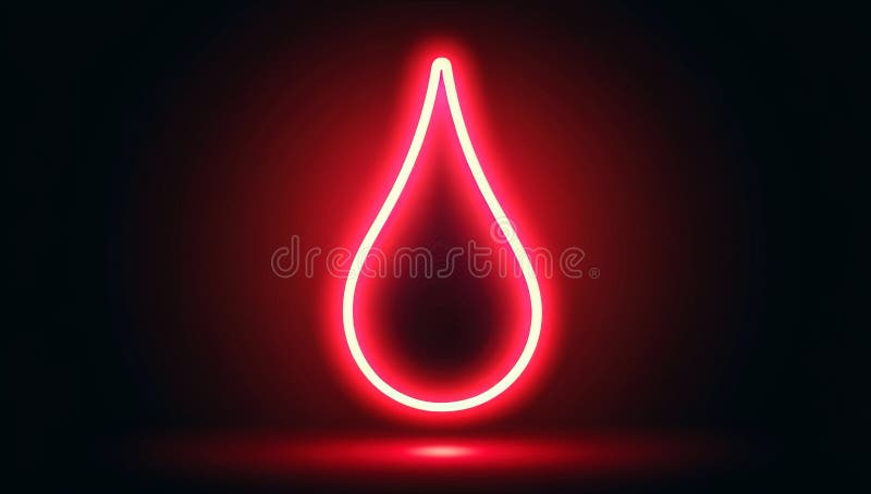 Red Background Featuring a Neon Blood Drop Symbol for Blood Donor Day ...