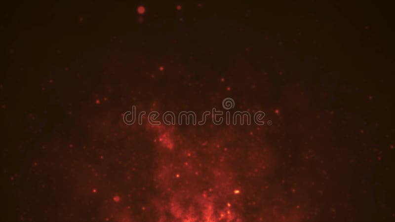 The Red Background of Fire Particles Rises, with the Glow of Light in ...