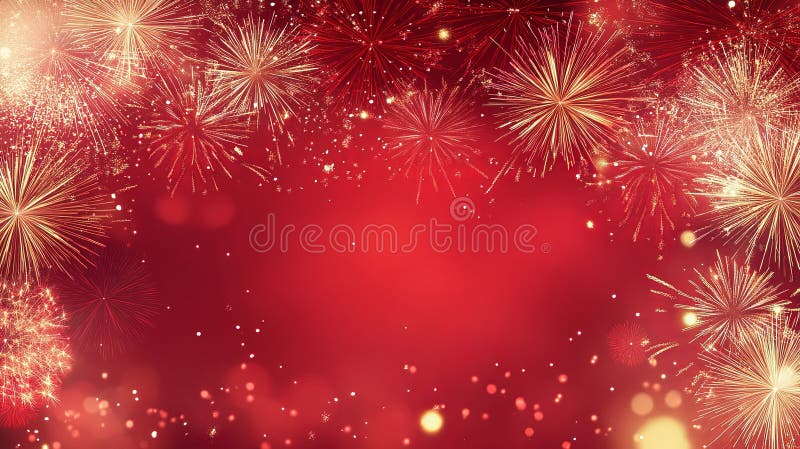 A Red Background with Fireworks in the Foreground Picture Stock Photo ...