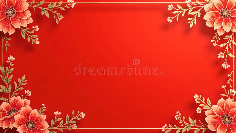 Red Background with Floral Frame. Elegant Floral Design, Perfect for ...