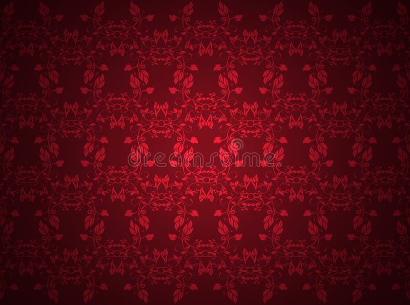 Red Background with Floral Pattern Stock Illustration - Illustration of ...