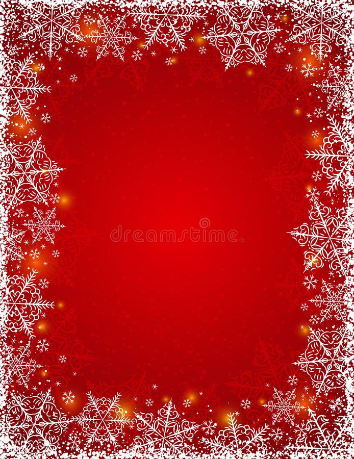 Red Background with Frame of Snowflakes, Vector Stock Vector ...