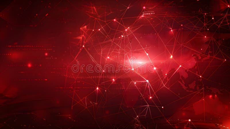 Global Network Map with Red Background Stock Illustration ...