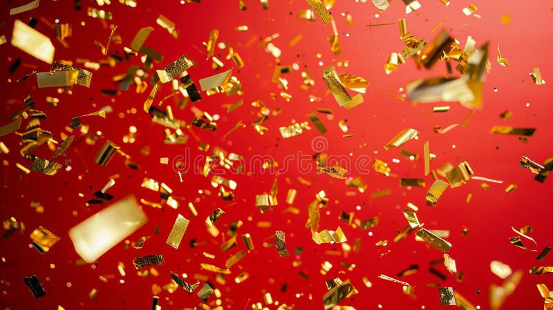 A Red Background with Gold Confetti Falling Stock Image - Image of ...