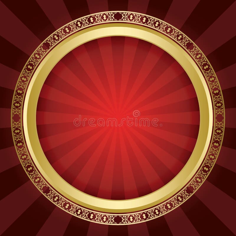 Red Background with Gold Ornamental Frame and Rays - Vector Stock ...