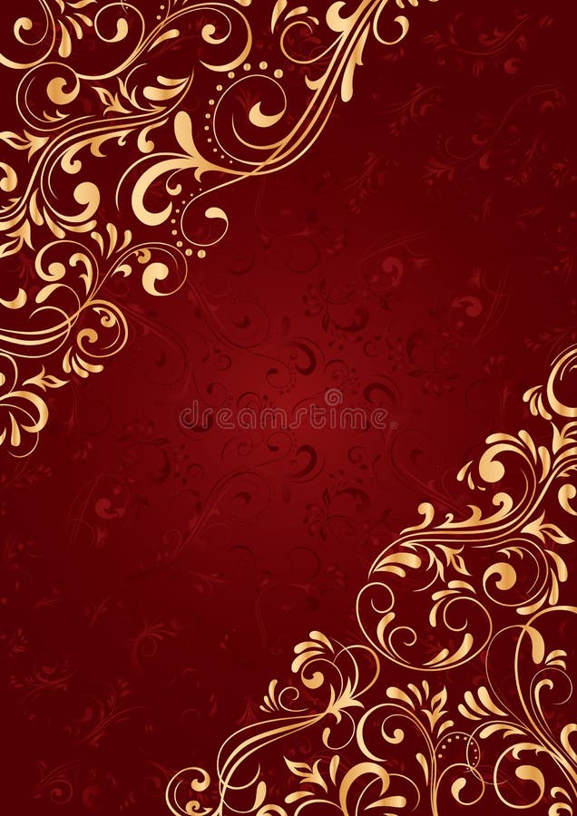 Red Background with Gold Pattern Stock Vector - Illustration of ...
