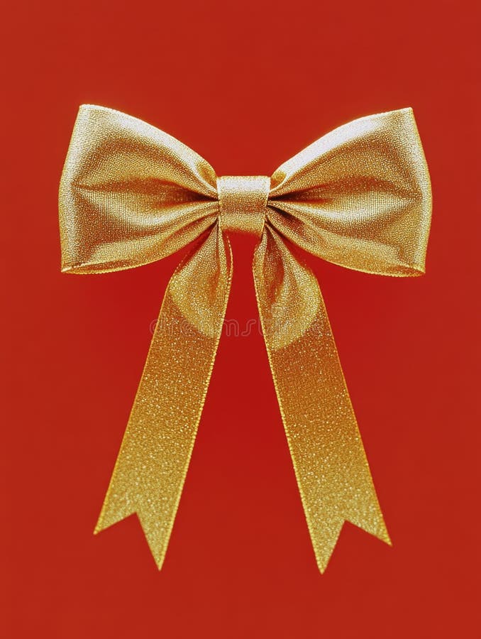 Red Background with Gold Shiny Ribbon Bow Stock Image - Image of ...