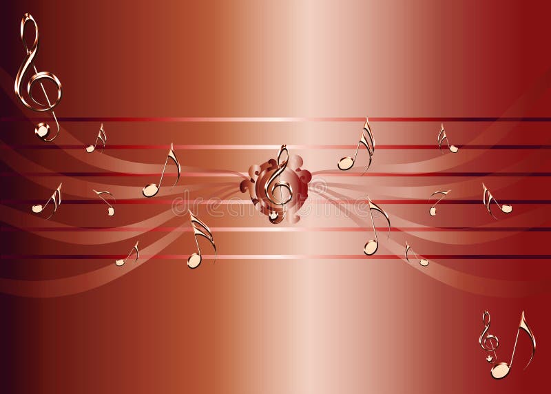 Golden Music Notes On Red Background Stock Illustration - Illustration ...