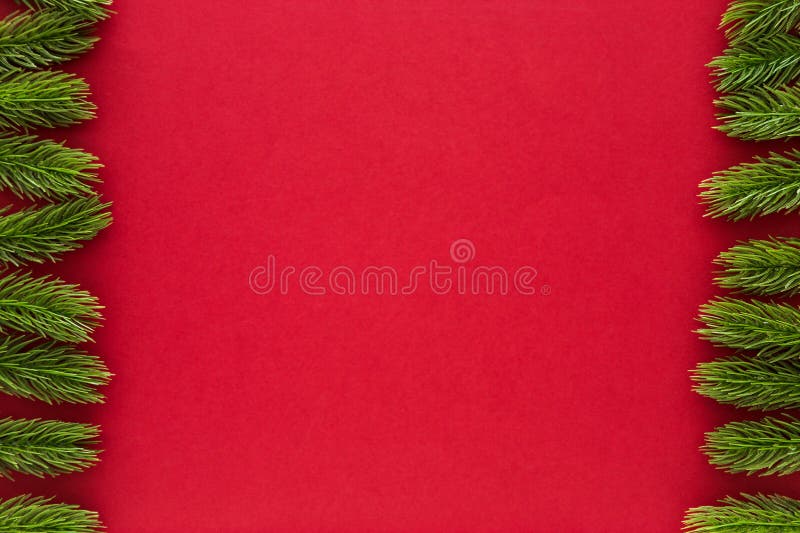 A Red Background with Green Leaves on Margins Stock Image - Image of ...